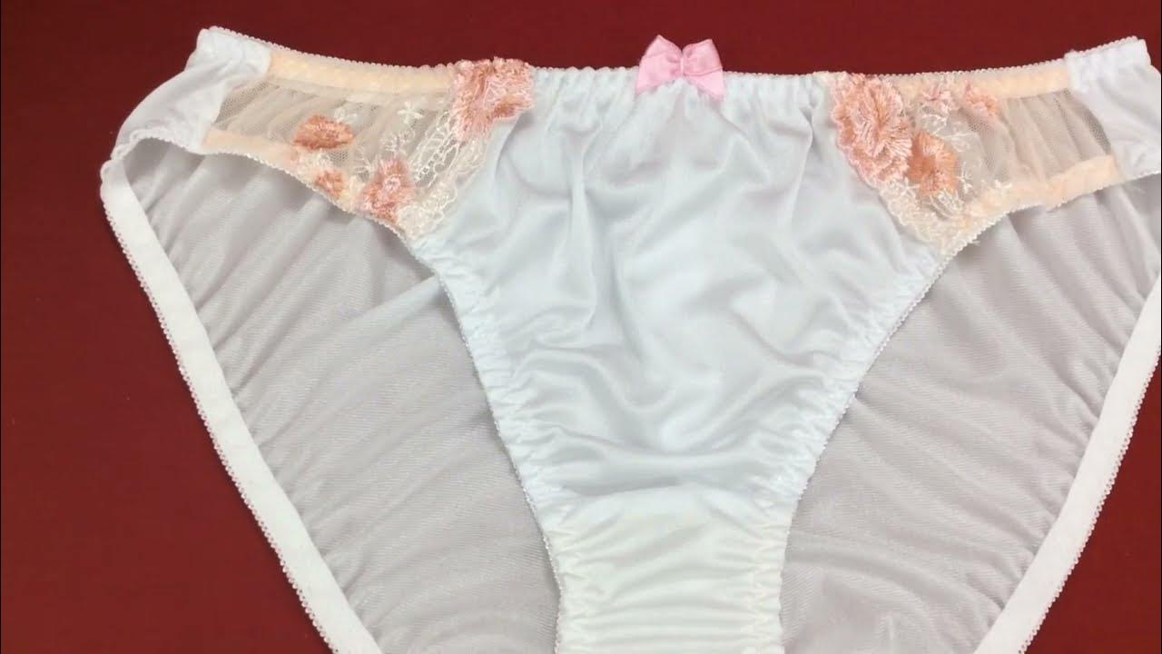 White Nylon Panties Womens Underwear Panty Bikini Sexy With Lace Orange And Pink Ribbon Japanese