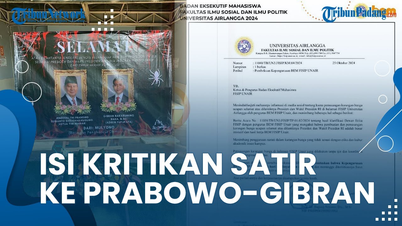 BEM FISIP Unair Kritik Satire ke Prabowo Gibran Hingga Kini Dibekukan ...