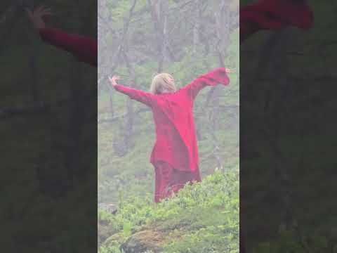 Kırmızılı kadin dans ediyor. Flam treni