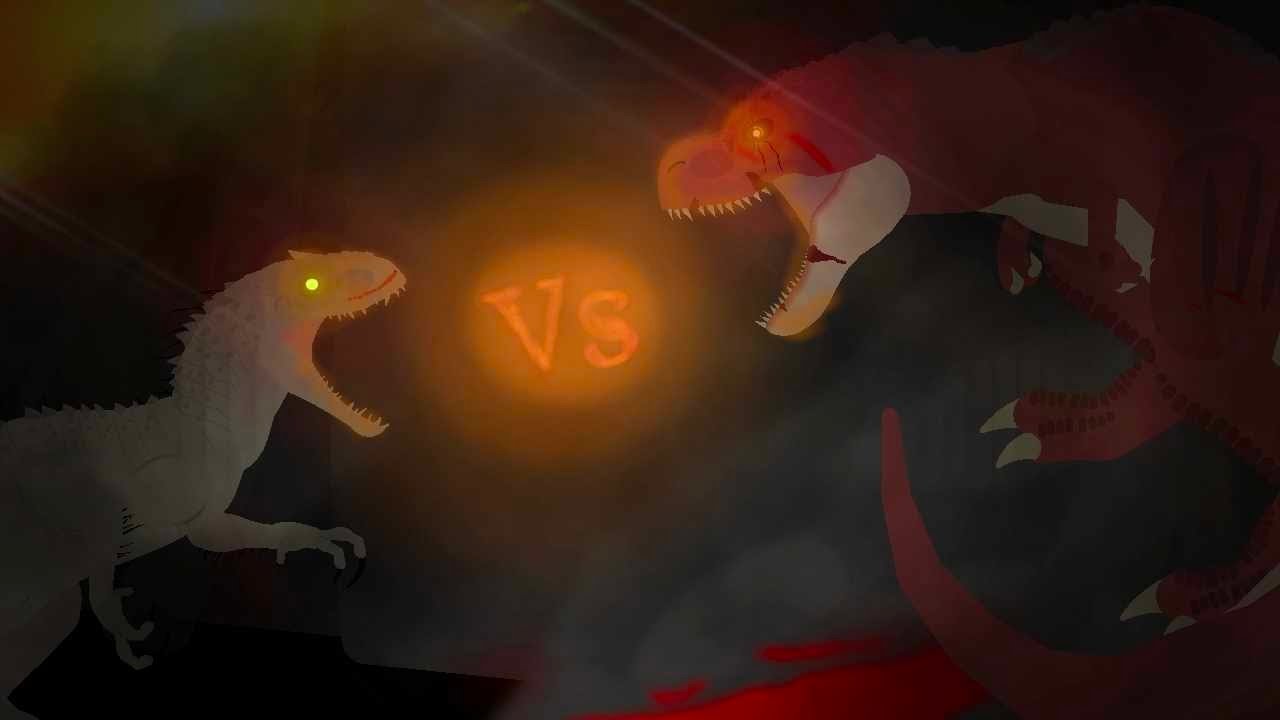 Indominus rex vs One eye t-rex [STICK_NODES] Dinosaur battle 1/2 p ...
