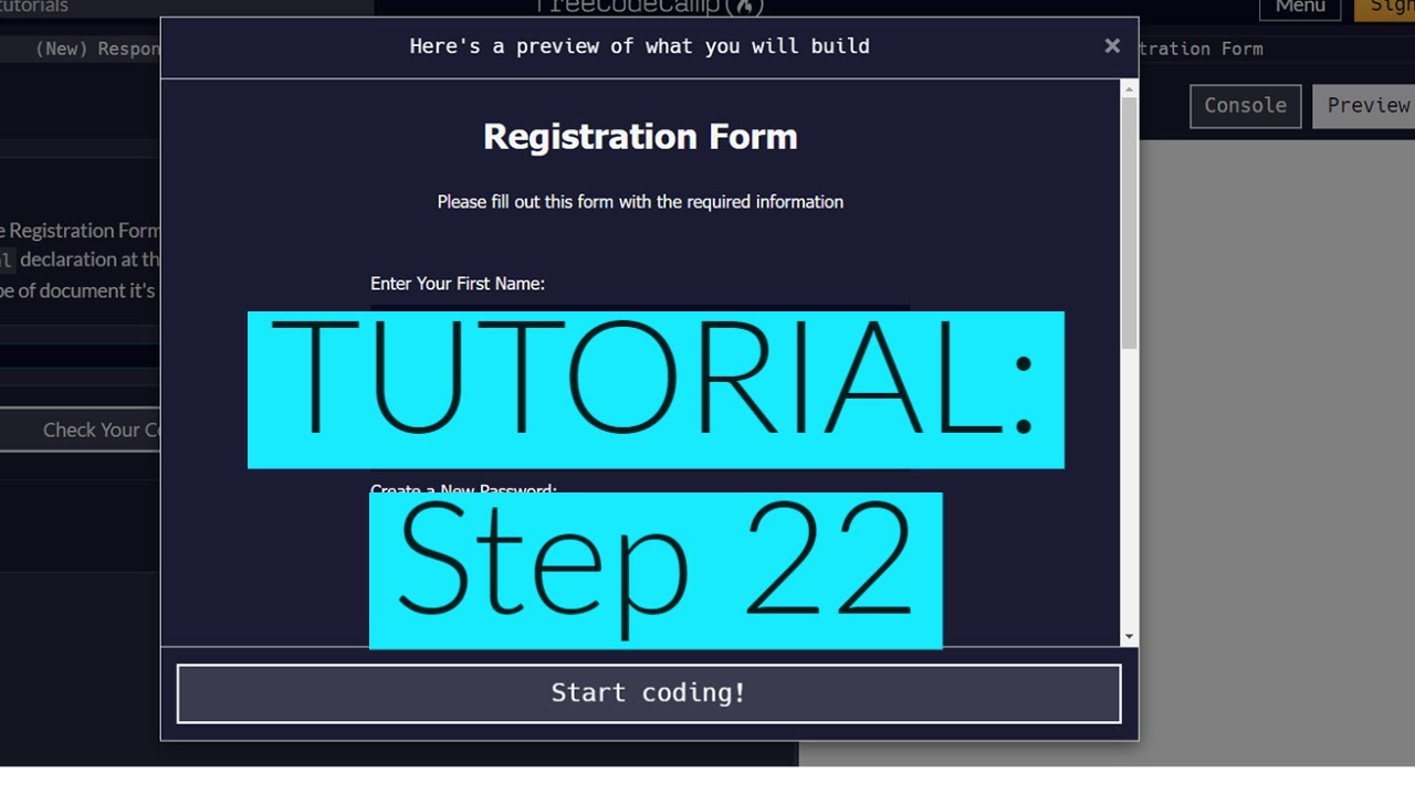 freeCodeCamp | Learn HTML Form: Step 22 - YouTube