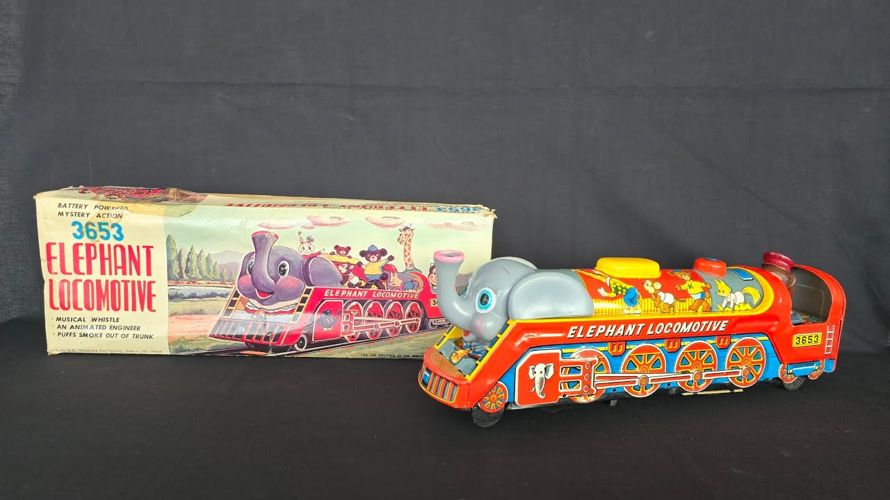 Elephant Locomotive, Modern Toys, Japan Battery Operated Tin Toy - YouTube