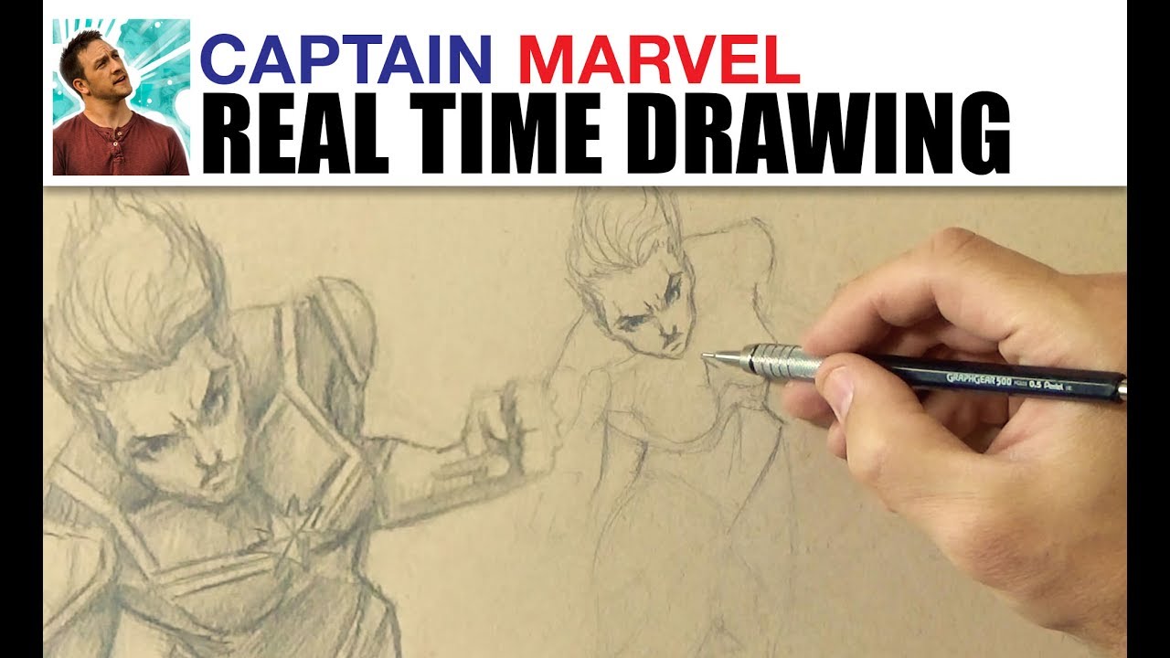 Real Time Captain Marvel Drawing - YouTube