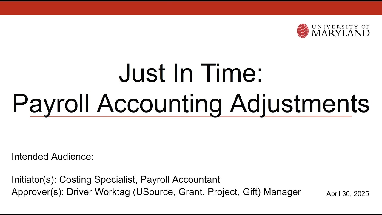 Just in Time: Payroll Accounting Adjustments - YouTube