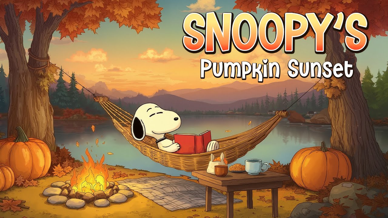 Snoopy’s Pumpkin Sunset 🍁 | Warm Jazz for Relaxing, Studying & a Calm ...