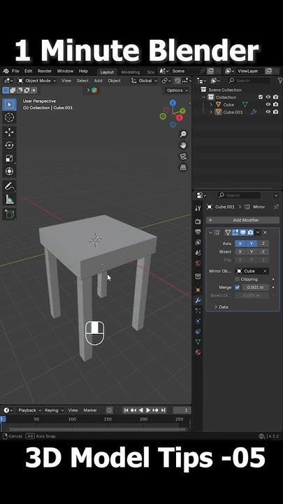 Mirror Modifier 1 Minute Blender 3D Model Tips 04 #blender #tutorial #3d #3dmodeling #blender3d ...