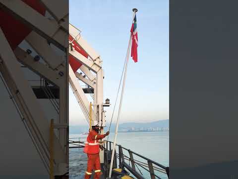 Flag hoisting 🇧🇸 in malaysia 🇲🇾 #ship #malaysia #flag #registrationflag ...