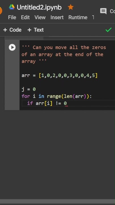 Shorts Day 6 How To Move Zeroes At The End Of The Array Coding Datastructure Dsa Array