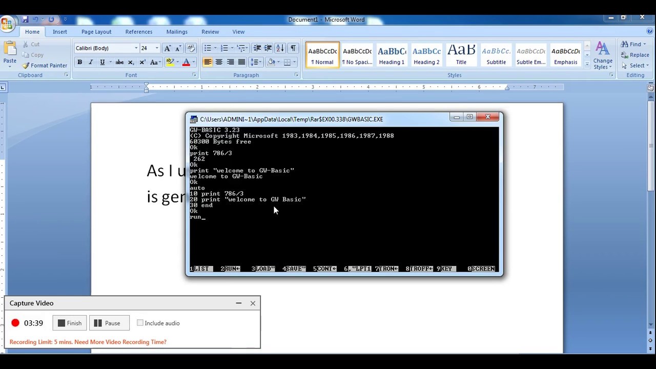 Gw Basic Practical 1 Easiest Wayprogramming Learn Programming With Gw Basic Ide Youtube