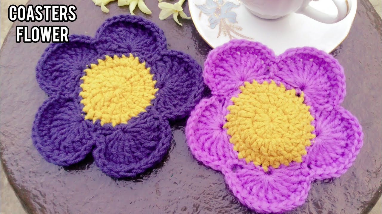 কুশিকাটার গ্লাস ম্যাট || Crochet glass mat || Easy crochet coasters ...