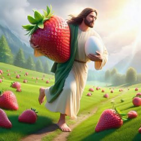 Jesus is carrying an egg and a strawberry and Jesus is strong. - YouTube