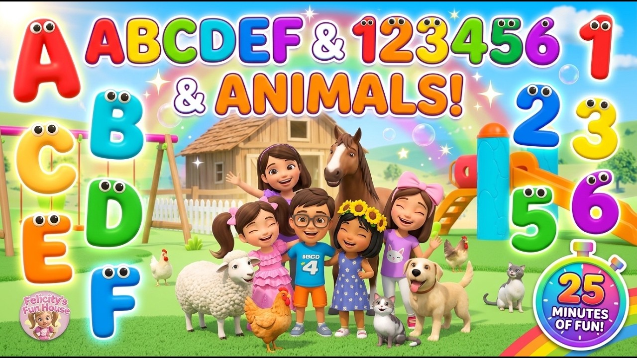 25 Minute Song For Kids ABCD 12345 COLORS ANIMALS - YouTube