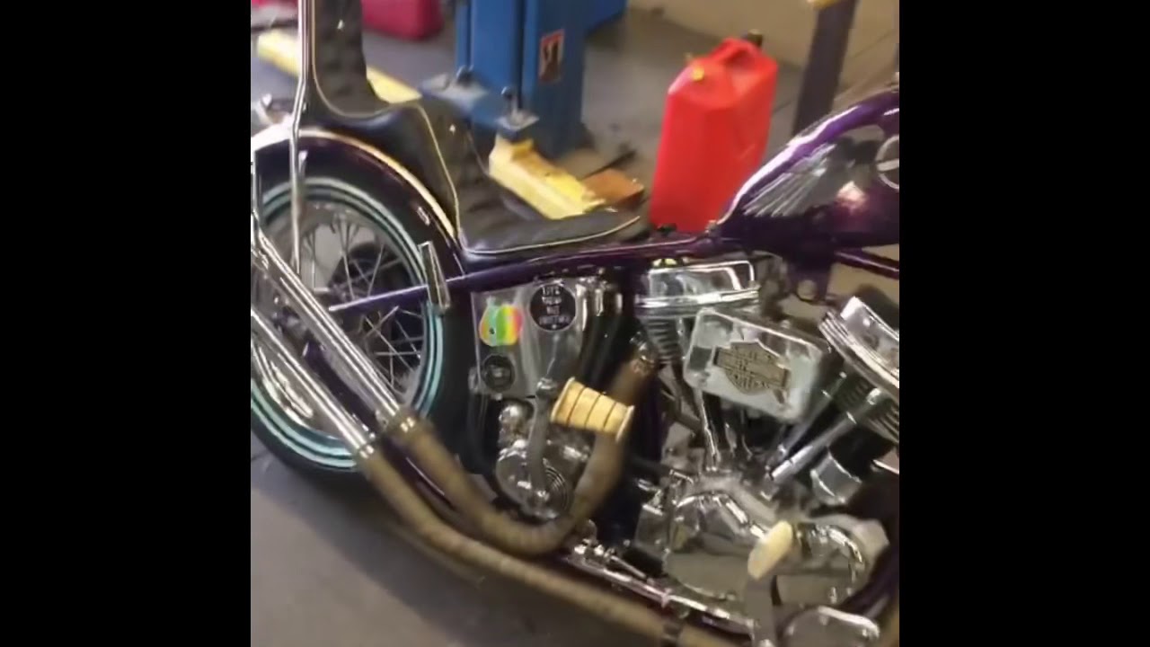 1964 Harley panhead chopper first start and ride - YouTube