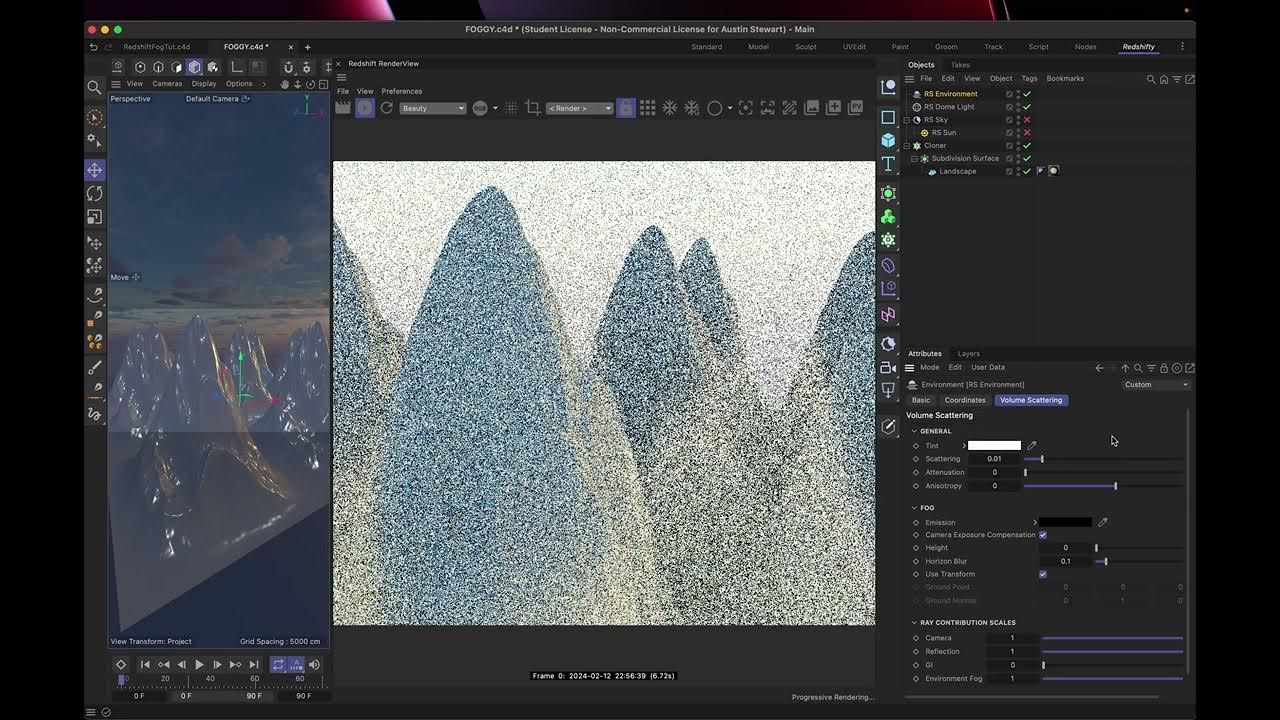 C4D 2024 Tutorial 10 Environmental Lighting and Fog in Redshift Part 2 Dome Light and RS ...