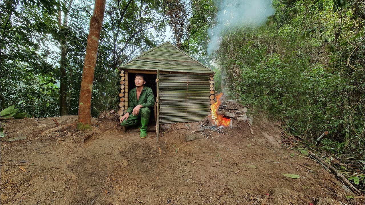 Construction of a dugout in the mountains, Building Complete and Warm ...