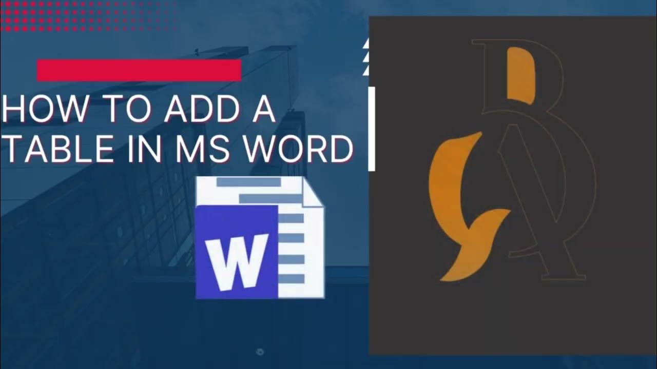 How to add a table in MS word| table in Microsoft word2019| Basharat Ali360 - YouTube