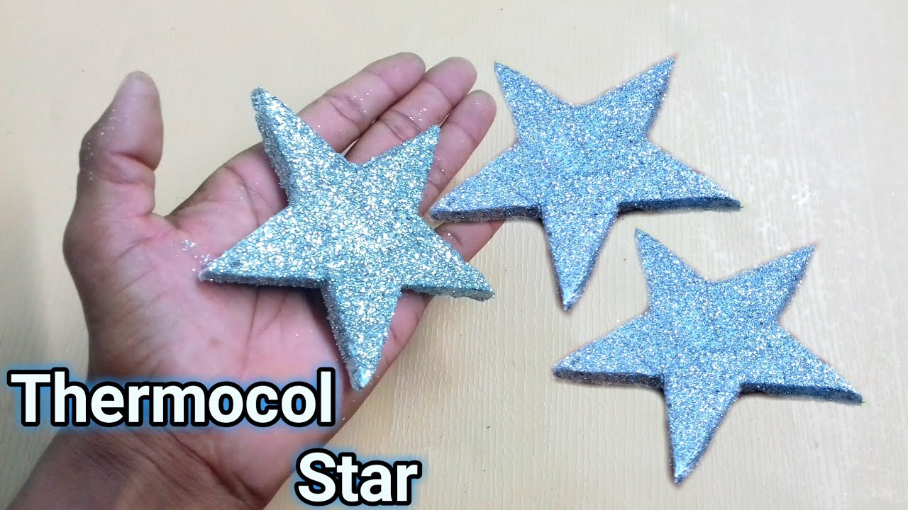 How to make Star ll Diy Star with Thermocol and Glitter - YouTube