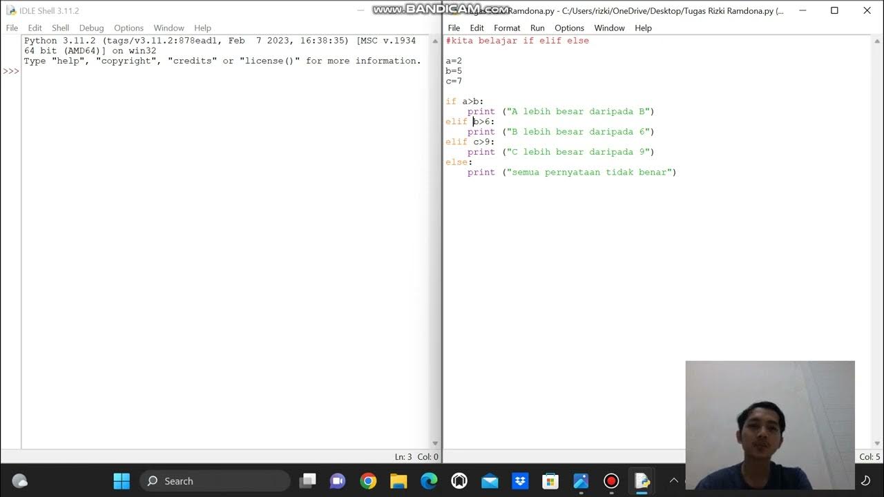 belajar cara pengaplikasian if elif else || aplikasi python - YouTube