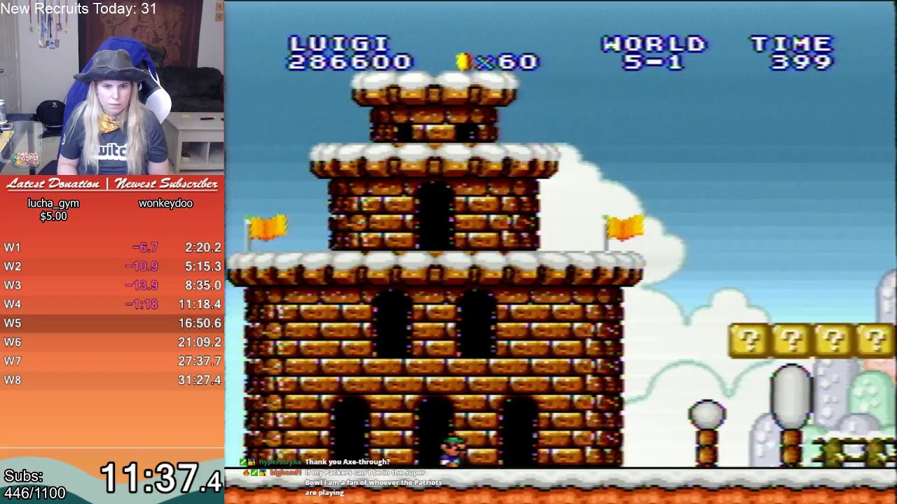 SMB2 The Lost Levels 8-4 Warpless Luigi in 28:26 (PB) - YouTube