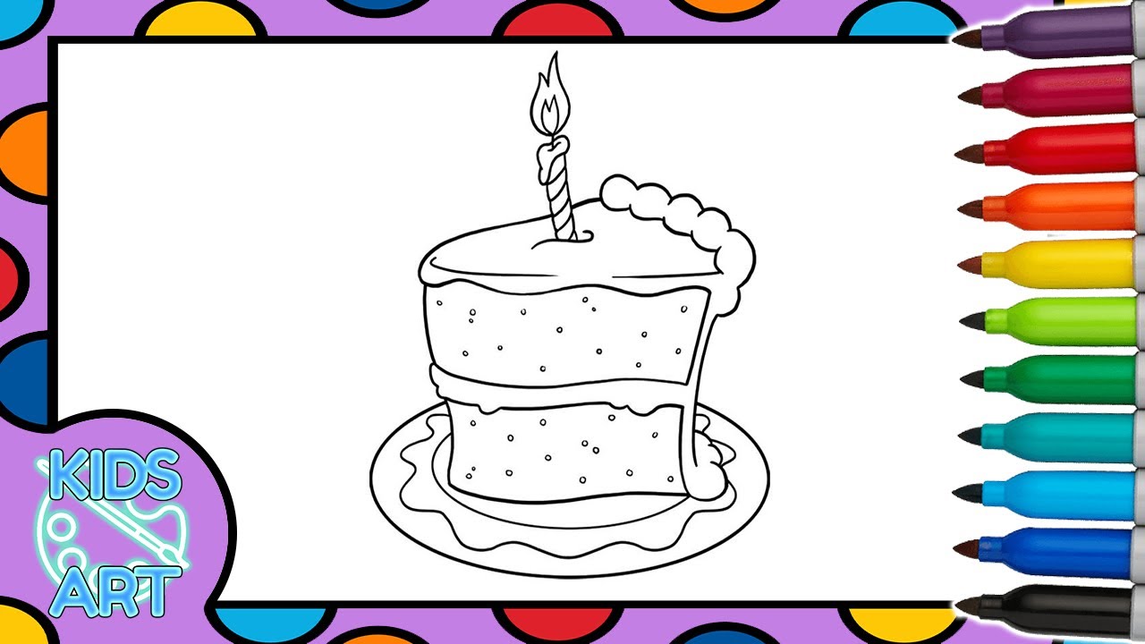 How To Draw Rainbow Birthday Cake | Easy Drawing for Kids - YouTube