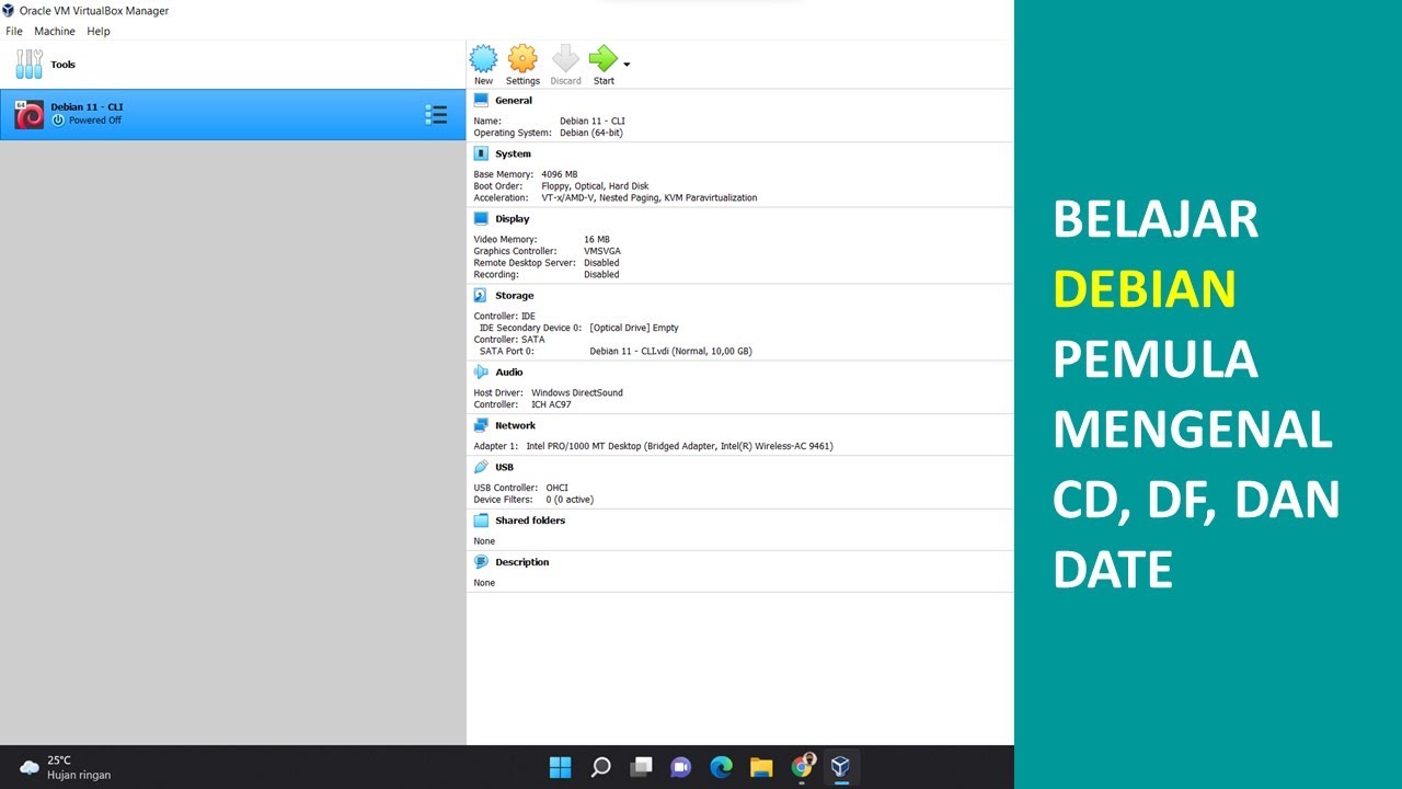 BELAJAR DEBIAN PEMULA | FUNGSI DATE, DF , CD PADA #DEBIAN11 - YouTube