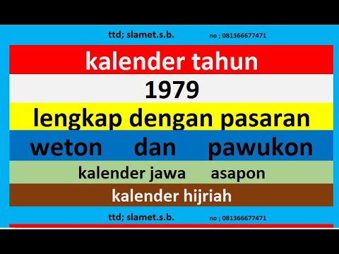 kalender 1979 lengkap pawukon - weton - pasaran kalender jawa / hijriah