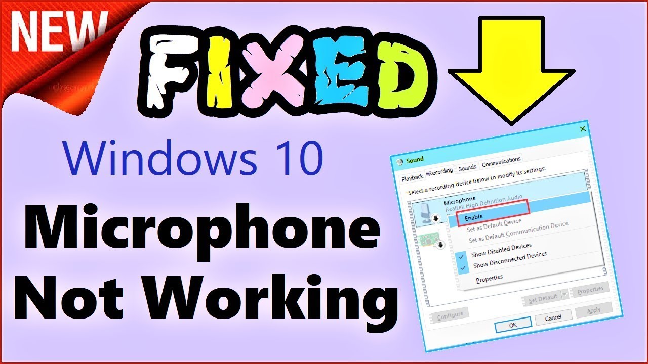 Fix Microphone Not Working on Windows 10 ( headset mic not working ...