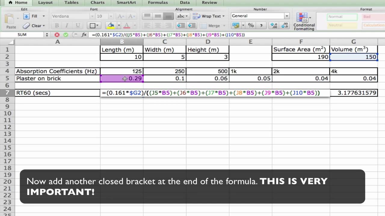 Part 3 RT60 Calculation Tutorial - YouTube