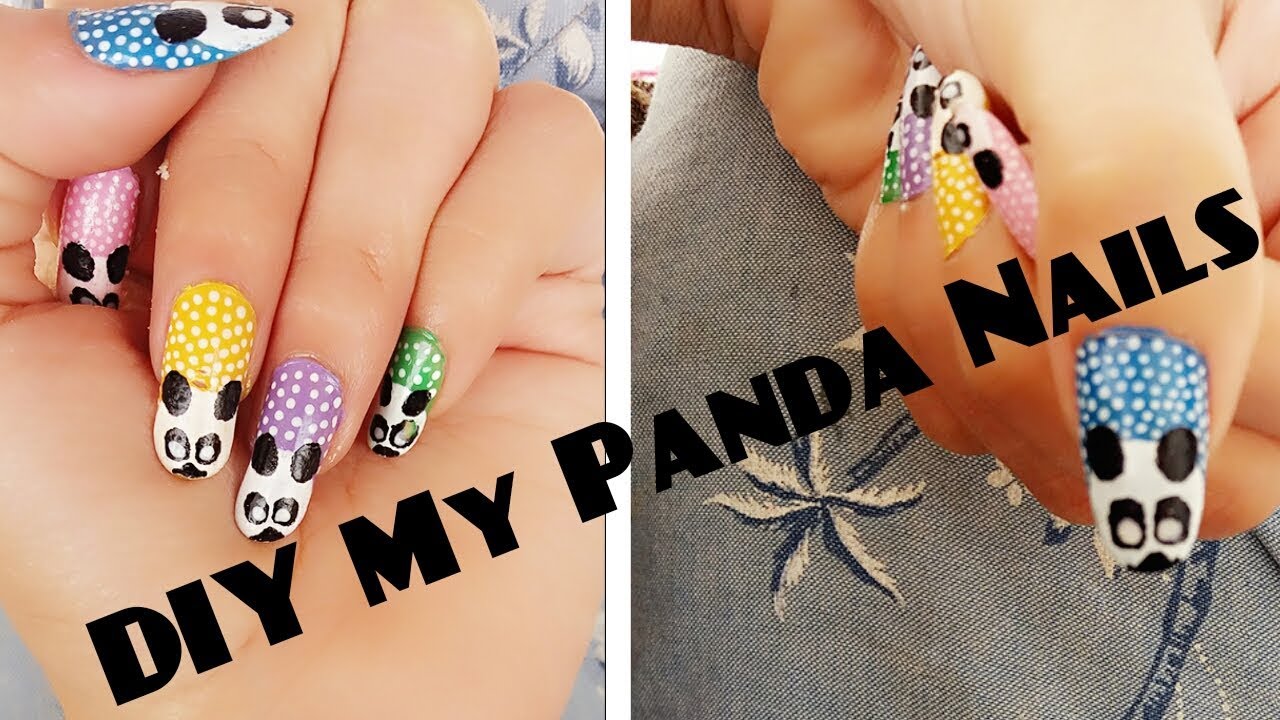 DIY Easy Panda Nails For Beginners - YouTube
