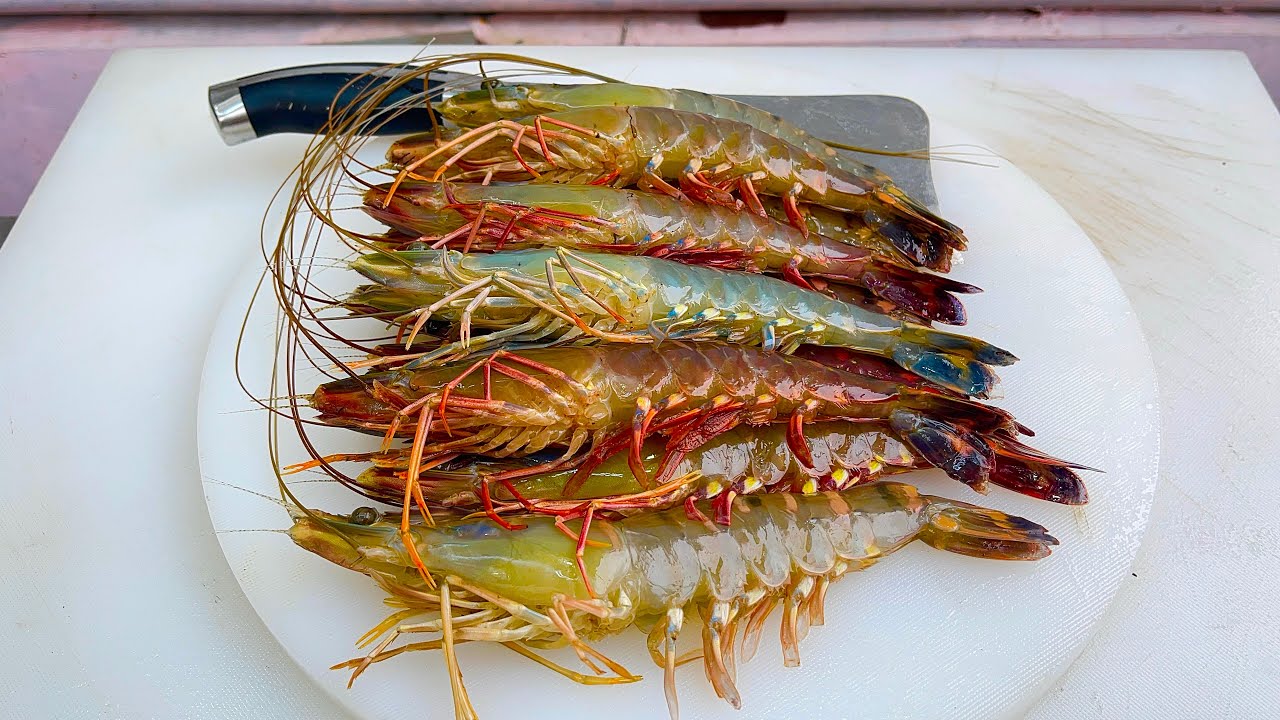 best red sea shrimp, how to cook lobster // gun chef - YouTube