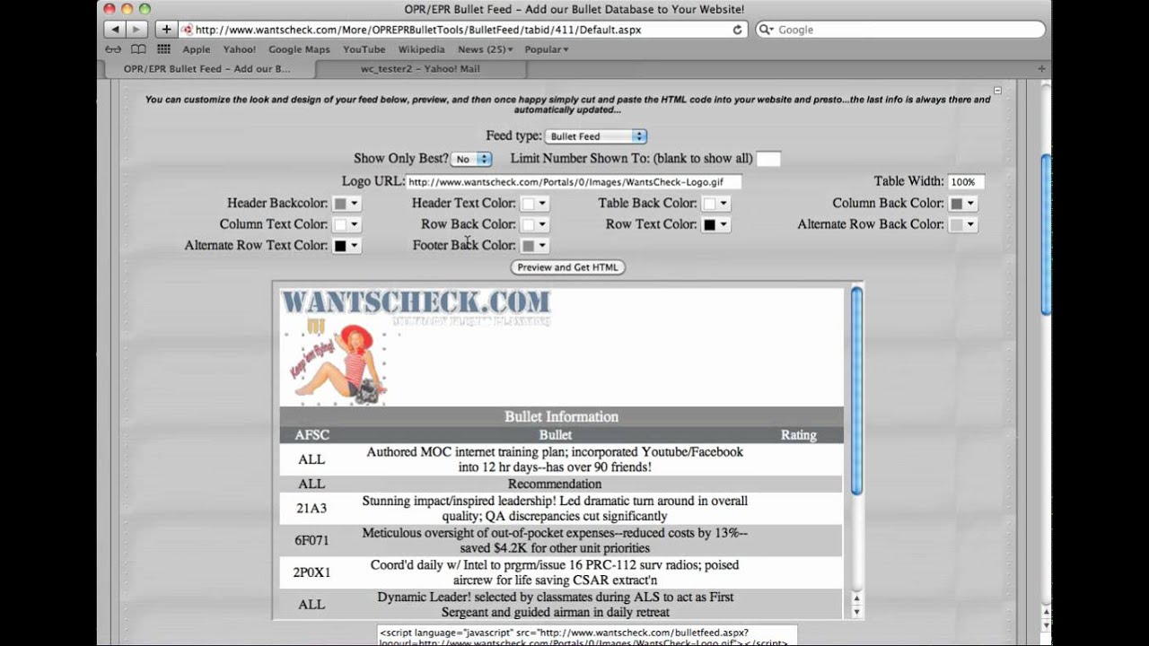WantsCheck.Com OPR EPR Bullet Database Feed - YouTube