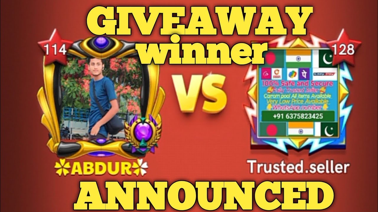 giveaway winner announced 😍 /carrompool and hard game play. /abdur ...
