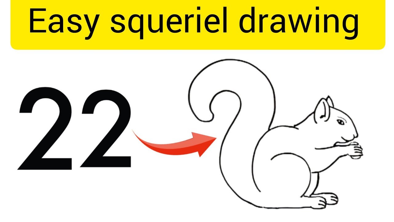 How to draw Squirrel 🐿️ from 222 number | Easy Squirrel drawing ...