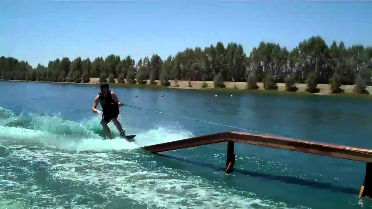 First time ever hitting wakeboard slider wrecking complicati - YouTube