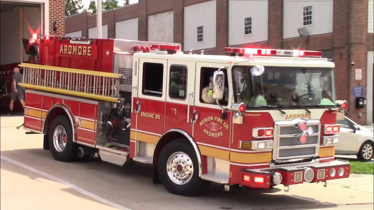Merion Fire Company of Ardmore Responding with New Engine 25 Ladder 25 ...