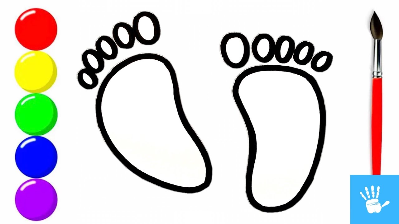 How To Draw Footprint | Bolalar uchun oyoq izlarini rasm chizish ...