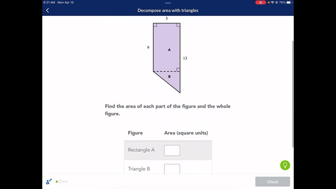 Khan Academy Tutorial: decompose area with triangles - YouTube