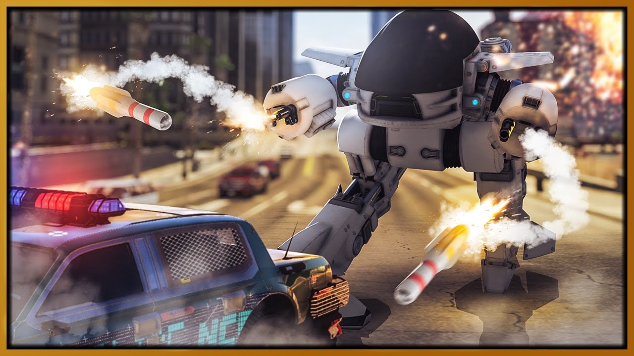 mega robot destroys cops in GTA 5 RP - YouTube