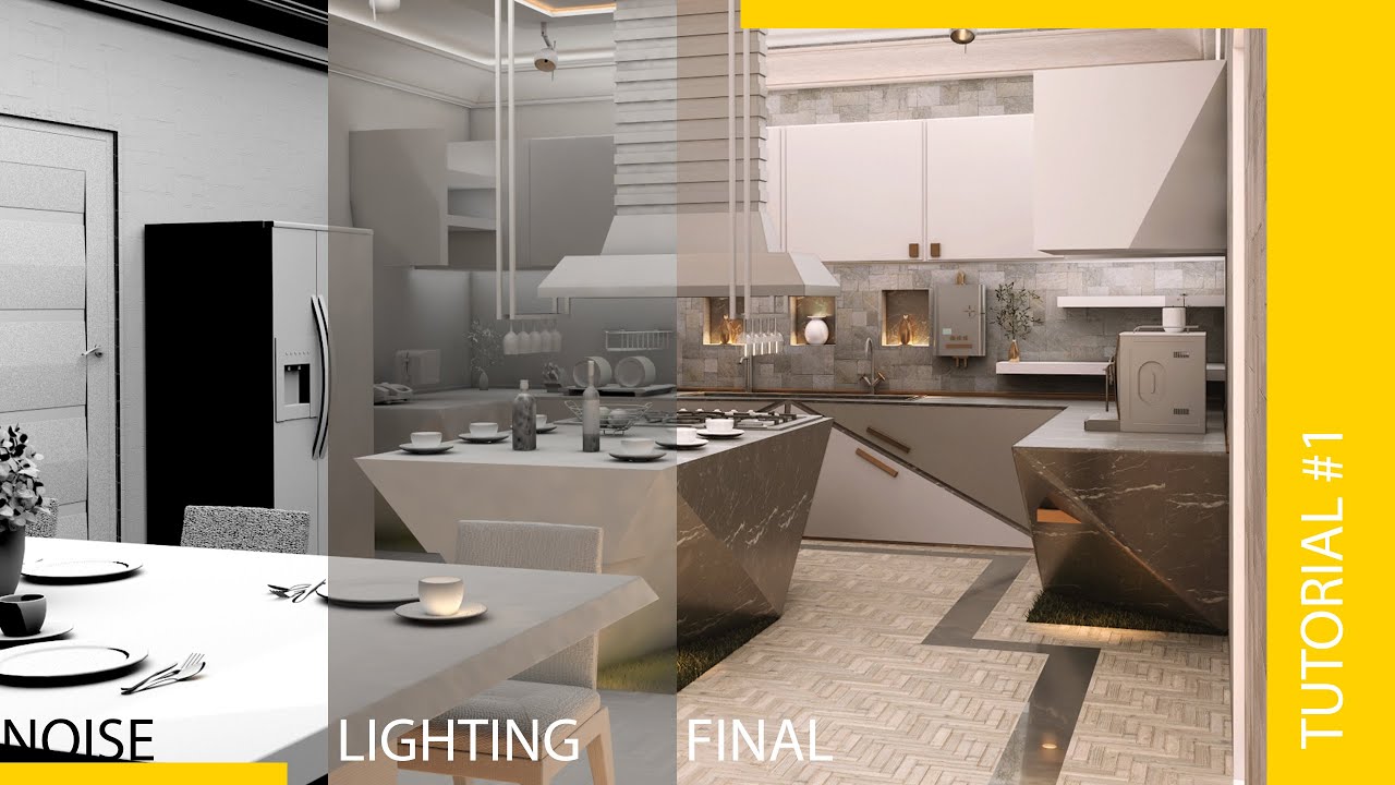 Modern Kitchen design: Modeling, Materials, Lighting, Vray settings ...
