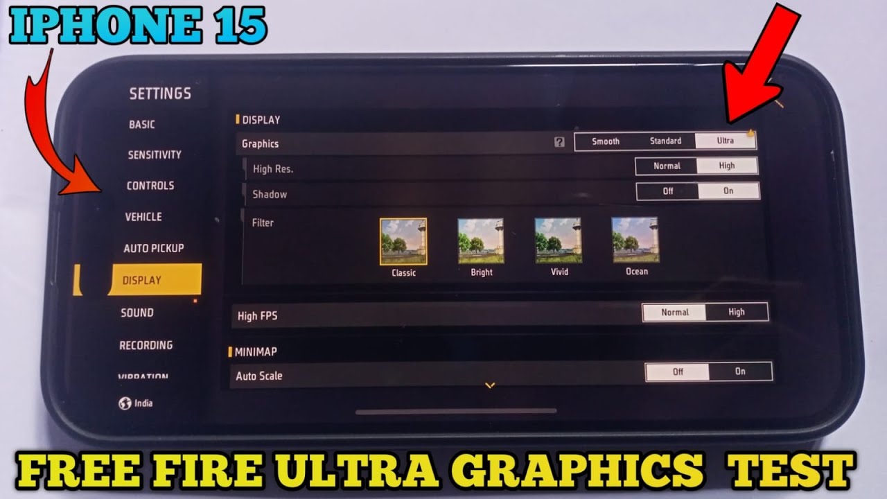 Iphone 15 free fire ultra graphics test in 2024 🔥| Iphone handcam ...