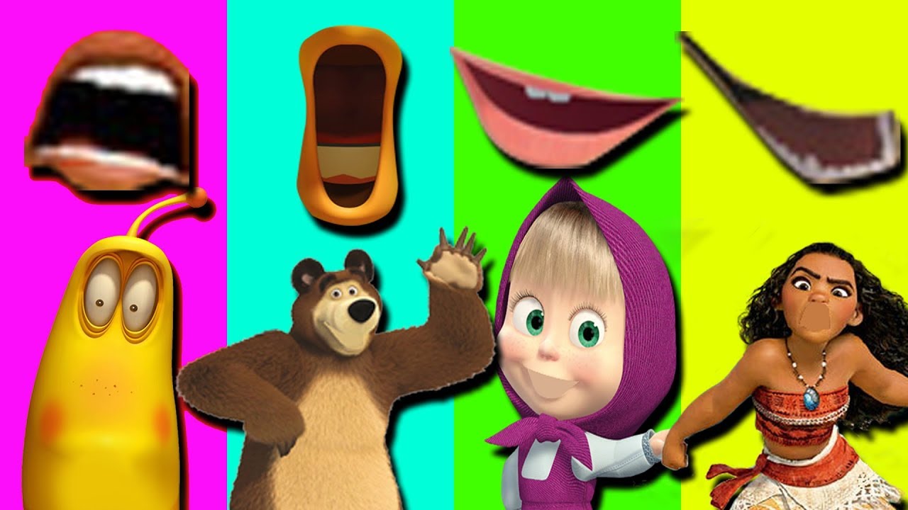 Wrong Mouth Masha Bears Moana Larva Finger Family Learn Colors For Kids ...