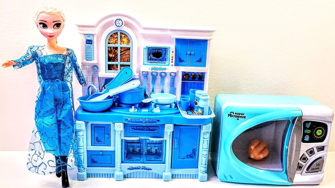 5 Minutes satifying with unboxing Frozen Elsa kitchen play set ASMR ...