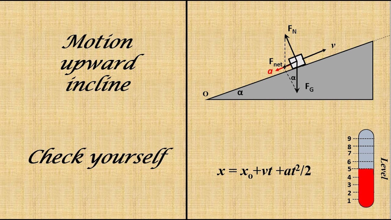 Motion on a frictionless incline-1. Level 5. Check Yourself. - YouTube