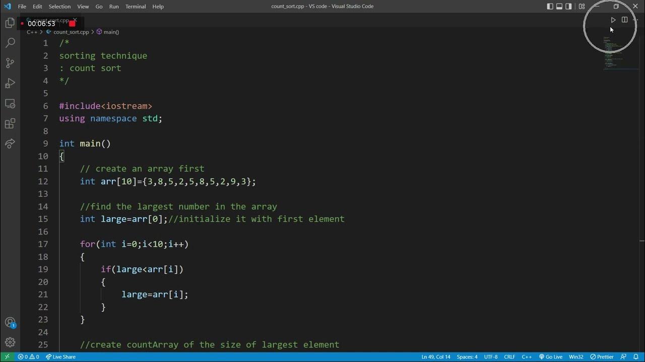 C++: COUNT SORT array sorting technique - YouTube