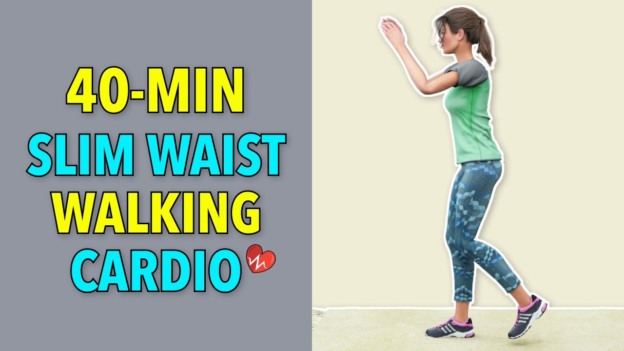 40-Min Intense Standing Cardio: Walk and Get a Slimmer Waist - YouTube