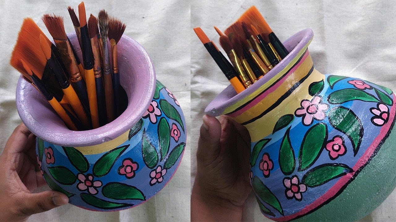 Easy Clay Pot Painting Ideas | Acrylic Painting On Pot 🎨🖌 - YouTube