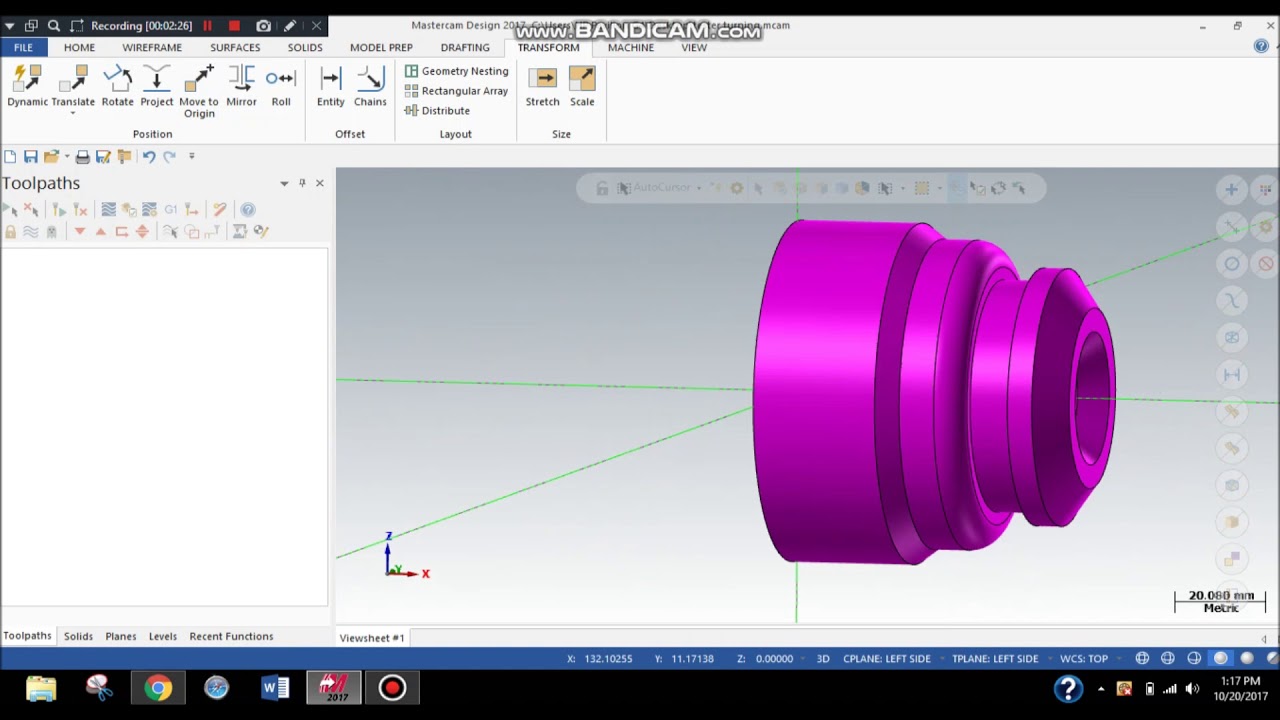 MASTERCAM 2017 TURNING TUTORIAL - SETTING STOCK - YouTube