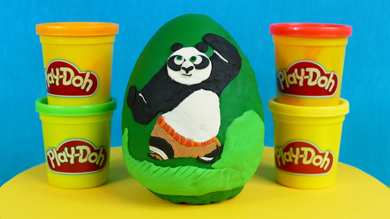 GIANT Play Doh Kung Fu Panda PO Kinder Surprise Eggs - Toys - YouTube