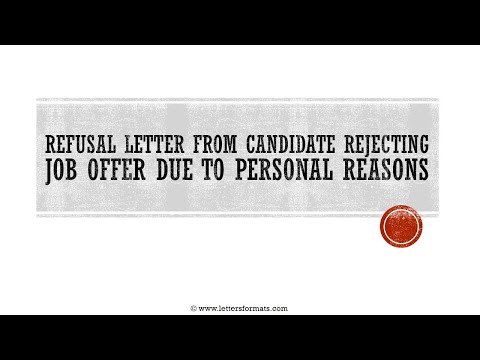 How to Write a Refusal Letter from Candidate rejecting Job Offer due to ...