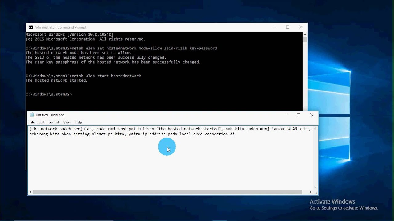 Tutorial konfigurasi WLAN/AD-HOC di Windows 10 - YouTube